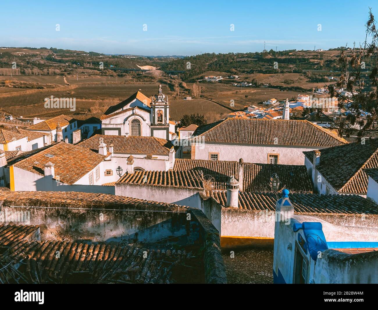 Obidos medieval walled town Stock Photo - Alamy