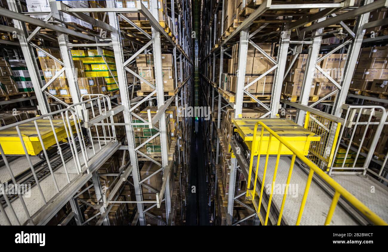 BEIJING, CHINA - JUNE 03, 2019: Modern automation of warehouse ...