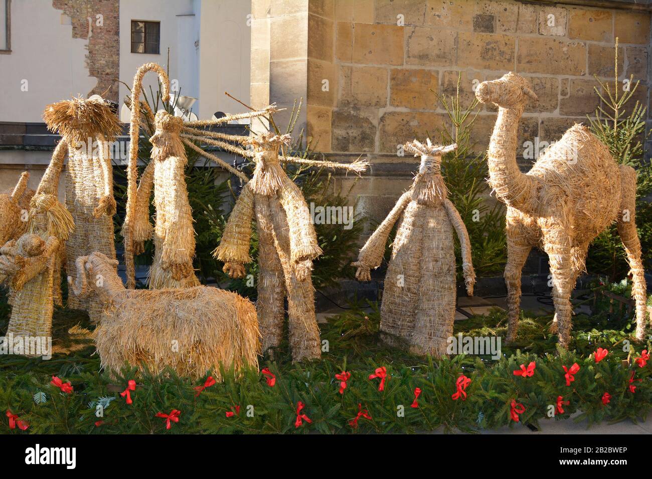 Prague, Czech Republic - crib made from straw Stock Photo - Alamy