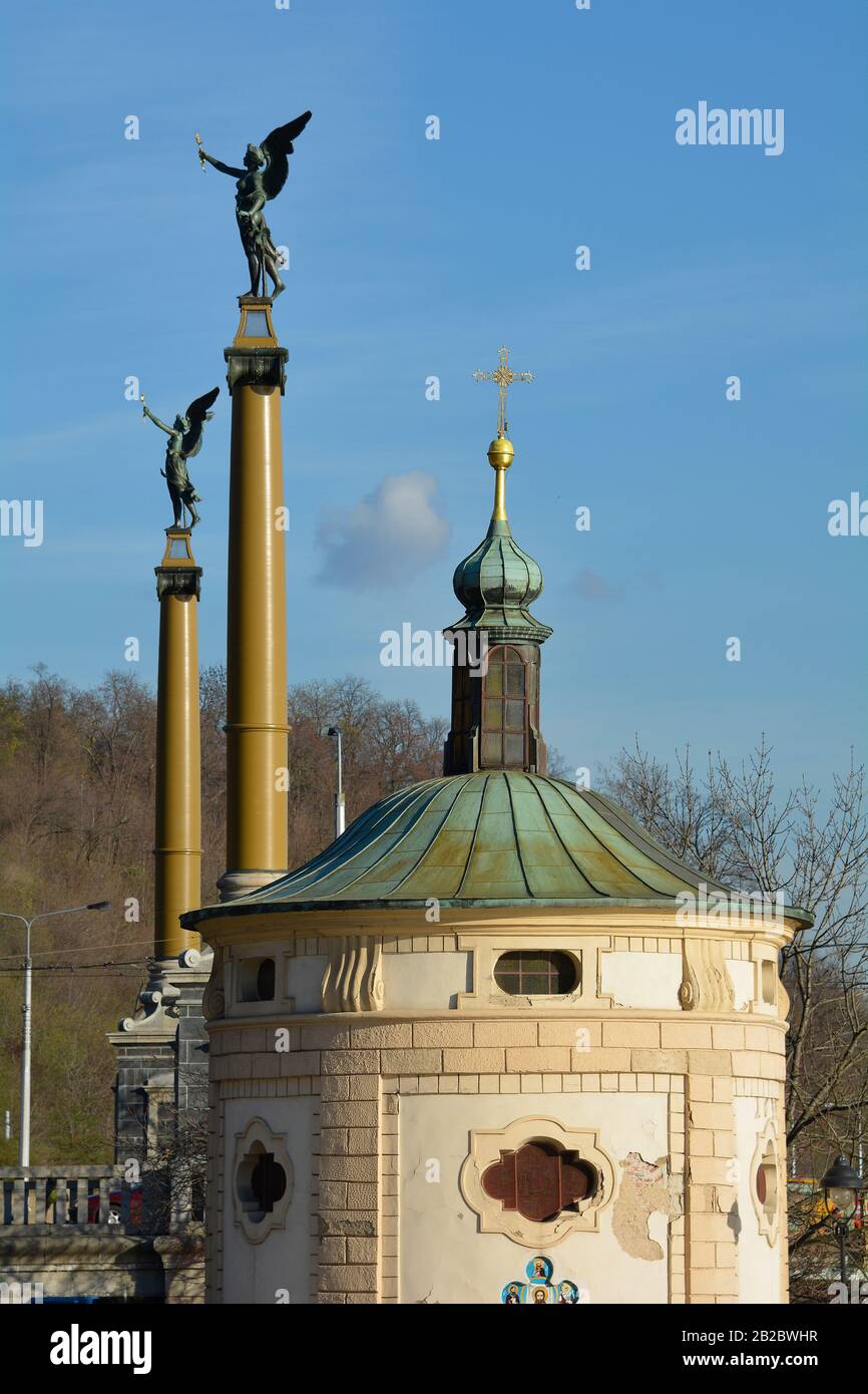 Prague, Czech Republic - chapel Maria Magdalena and sculptures on ...
