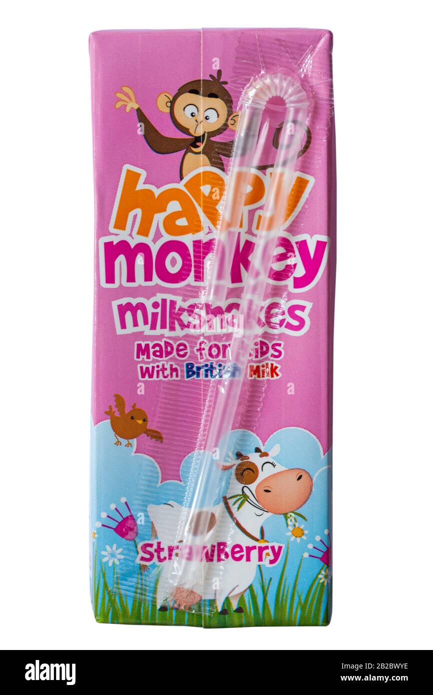 Carton of Happy Monkey milkshakes made for kids with British milk with ...