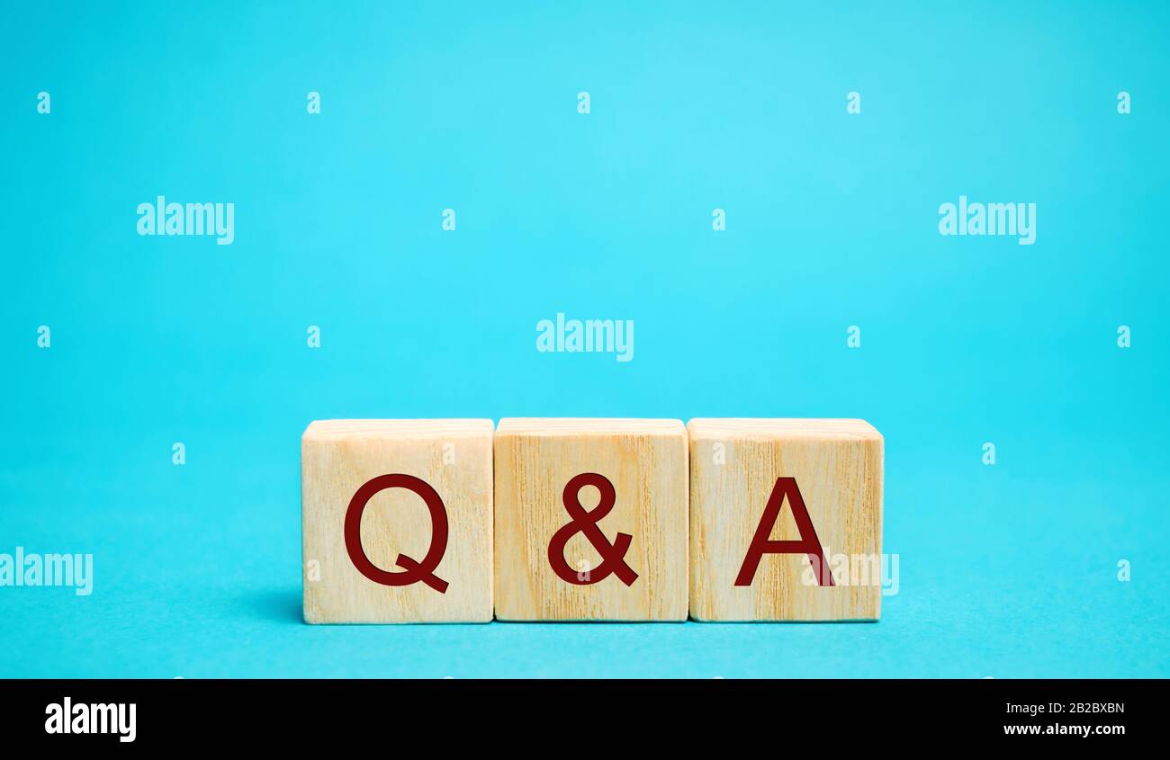 Wooden blocks Q&A ( question and answer concept). Communication ...