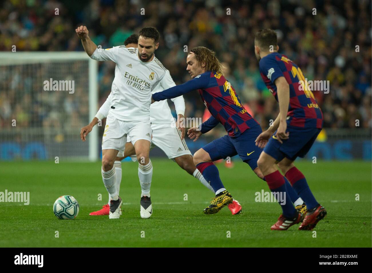 DURING MATCH REAL MADRID VERSUS FC BARCELONA AT SANTIAGO BERNABEU ...