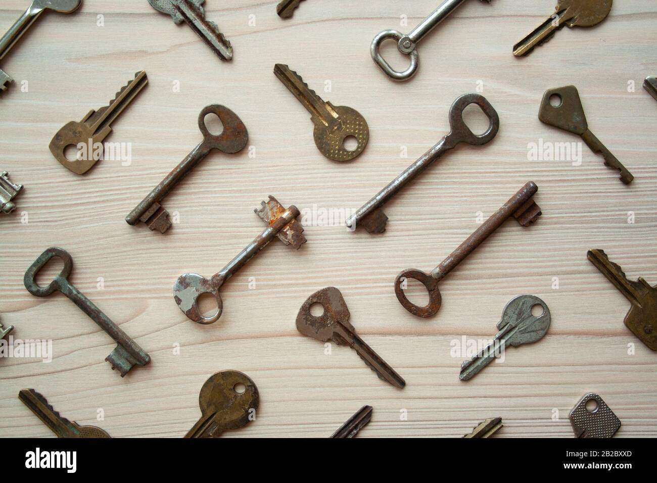 Top view of many old rusty keys background. Many keys Access, security ...