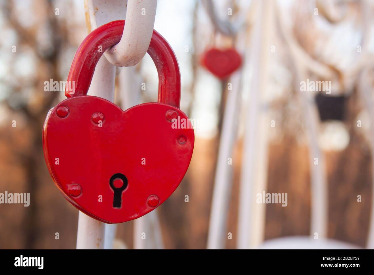Red heart lock , valentine love symbol. Red Heart Lock hanging on white ...