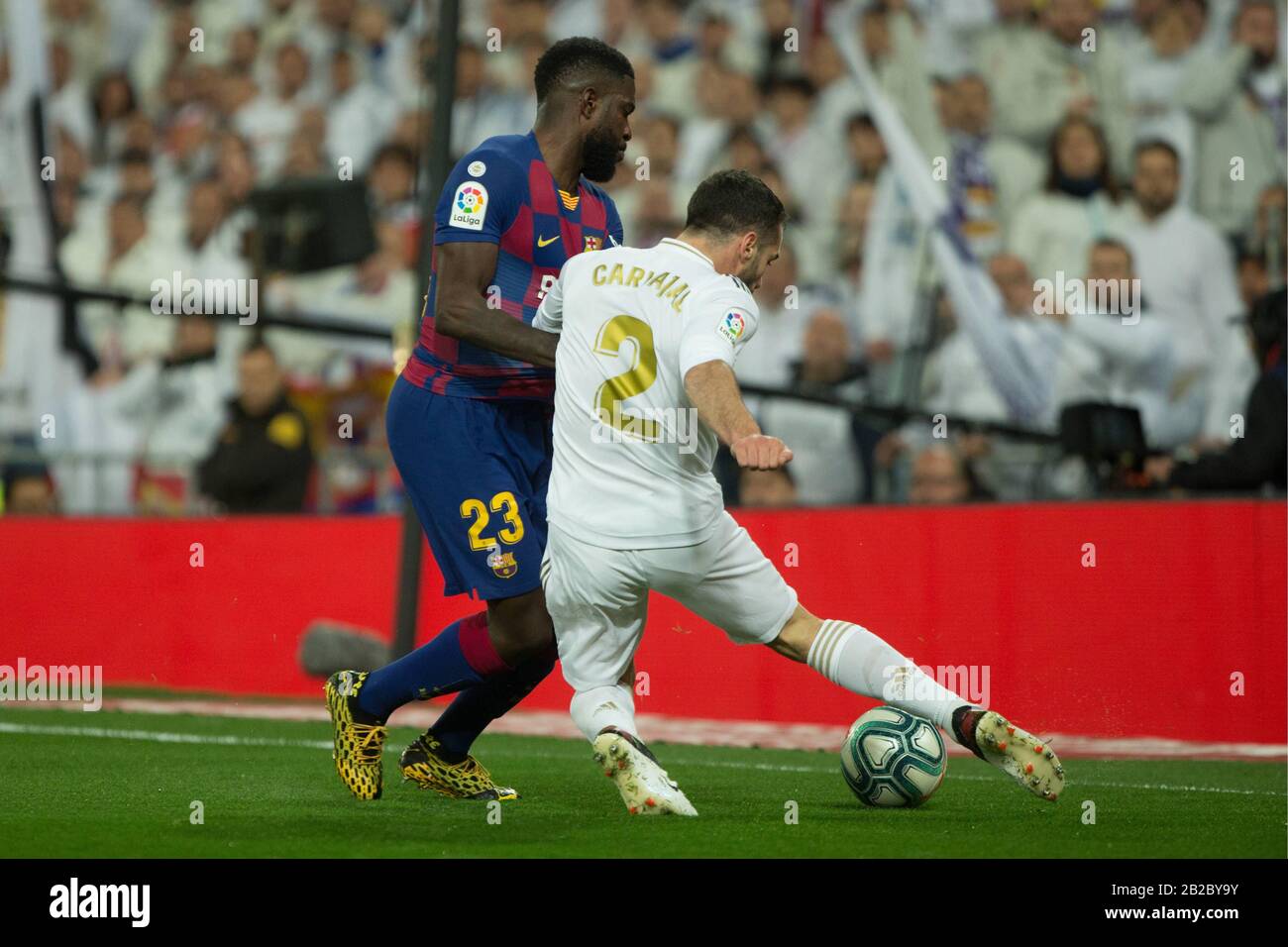 DURING MATCH REAL MADRID VERSUS FC BARCELONA AT SANTIAGO BERNABEU ...