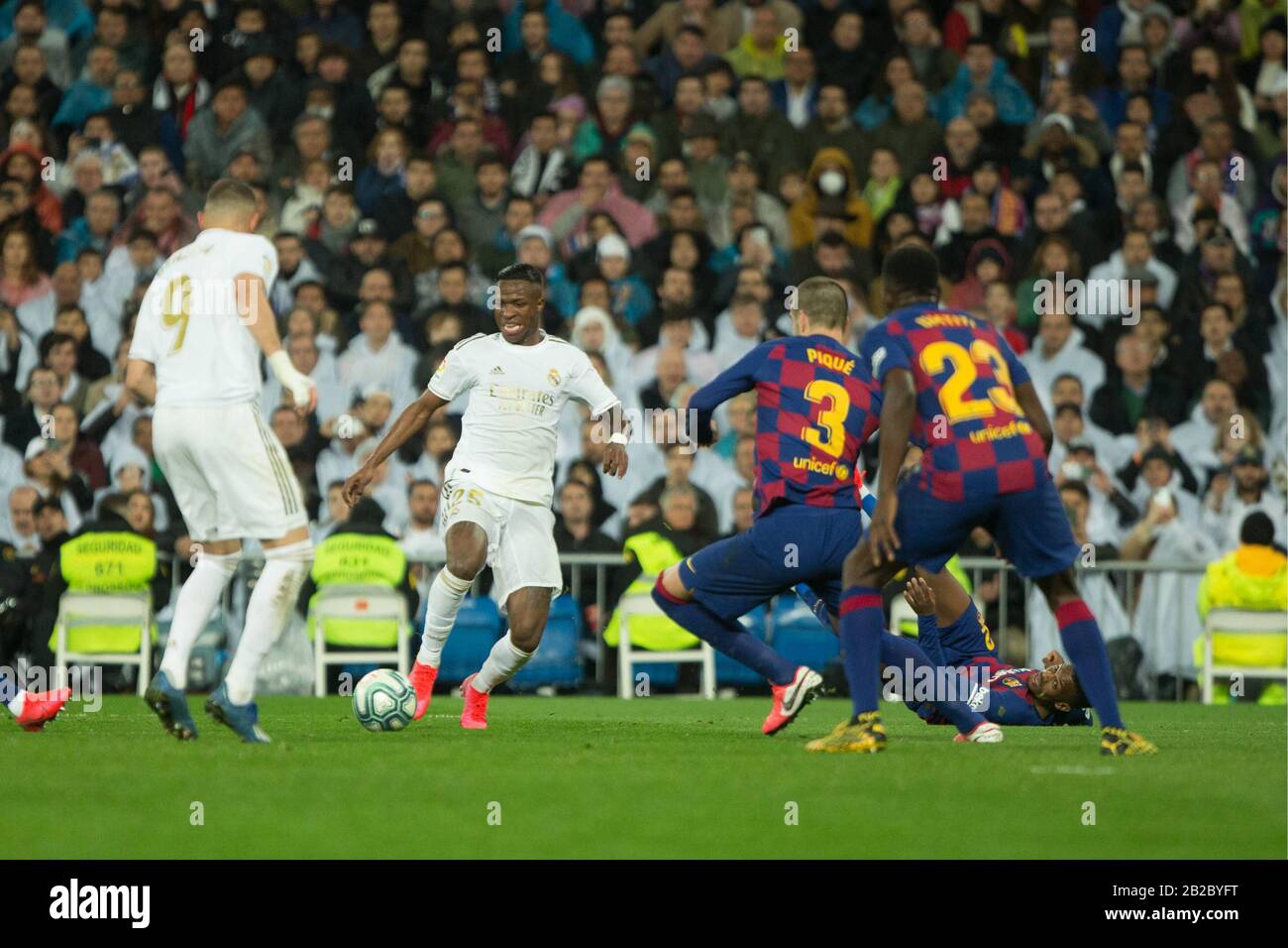 DURING MATCH REAL MADRID VERSUS FC BARCELONA AT SANTIAGO BERNABEU ...