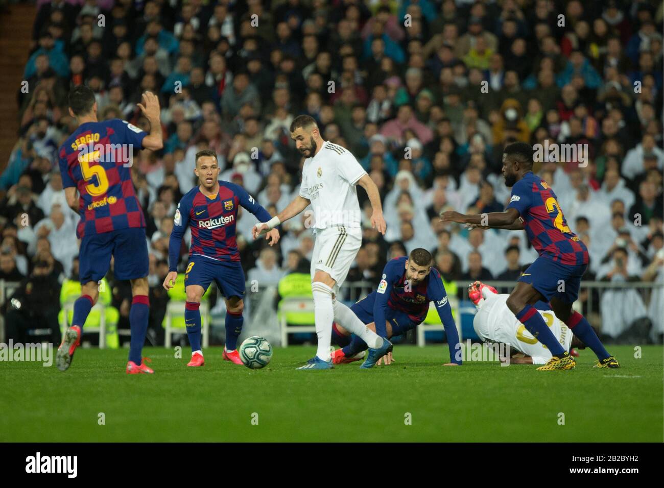 DURING MATCH REAL MADRID VERSUS FC BARCELONA AT SANTIAGO BERNABEU ...