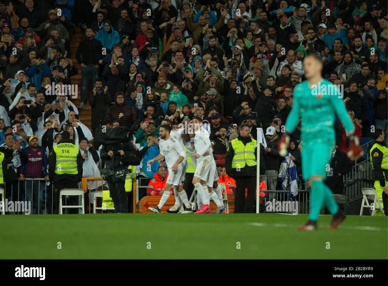 DURING MATCH REAL MADRID VERSUS FC BARCELONA AT SANTIAGO BERNABEU ...