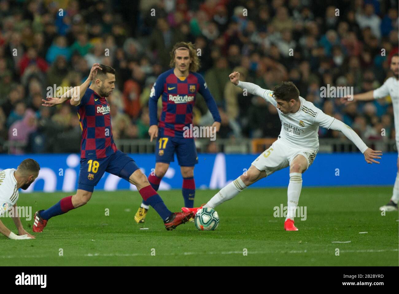 DURING MATCH REAL MADRID VERSUS FC BARCELONA AT SANTIAGO BERNABEU ...