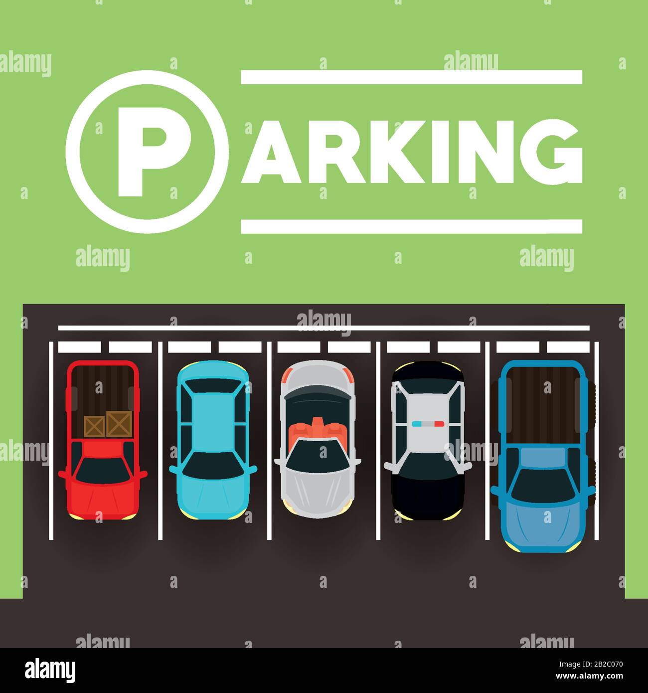 group of cars in parking zone scene Stock Vector Image & Art - Alamy