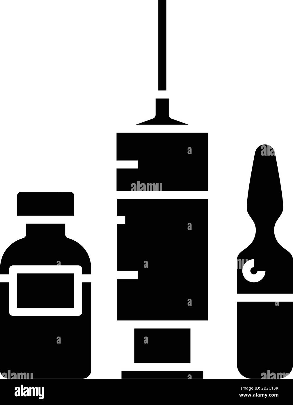Injection medicines black icon, concept illustration, vector flat ...