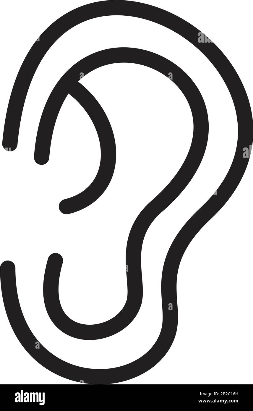 ear icon template black color editable. ear icon symbol Flat vector ...