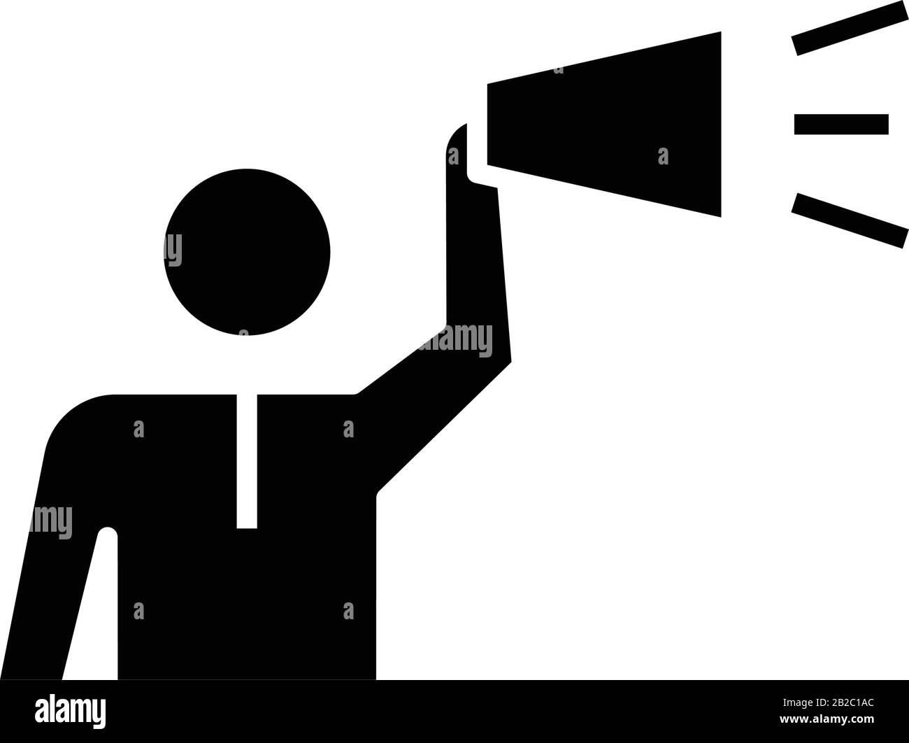 Loud attention black icon, concept illustration, vector flat symbol ...