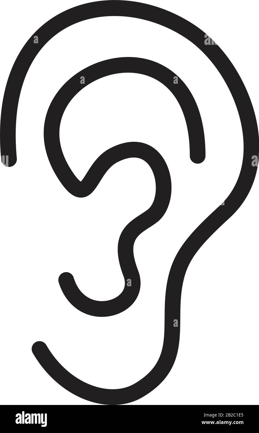 ear icon template black color editable. ear icon symbol Flat vector ...