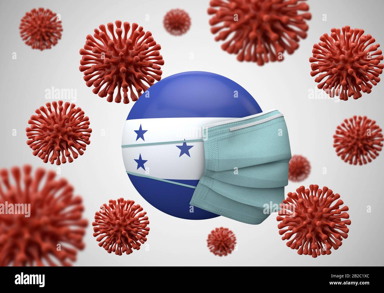 Honduras flag with protective face mask. Coronavirus concept. 3D Render ...