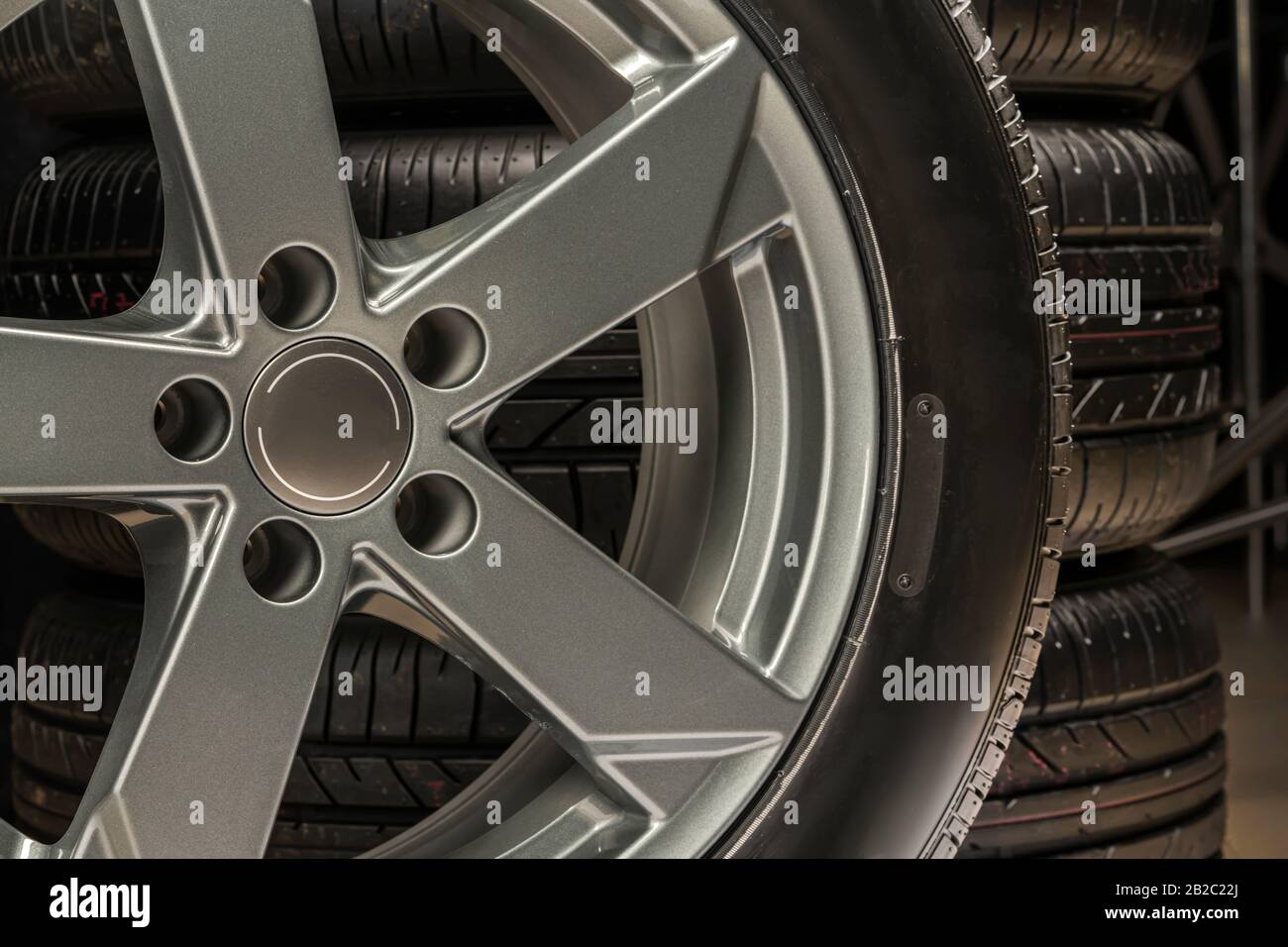 wheels and tires Assembly wheel close-up, modern spare parts. a ...