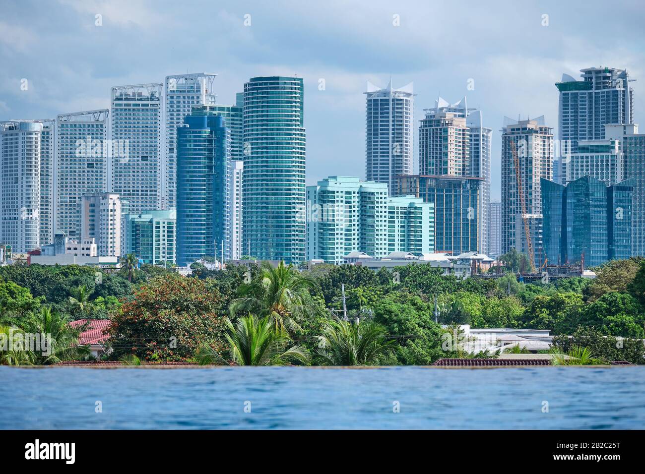View of the city of Manila from the pool of the luxury five-star ...