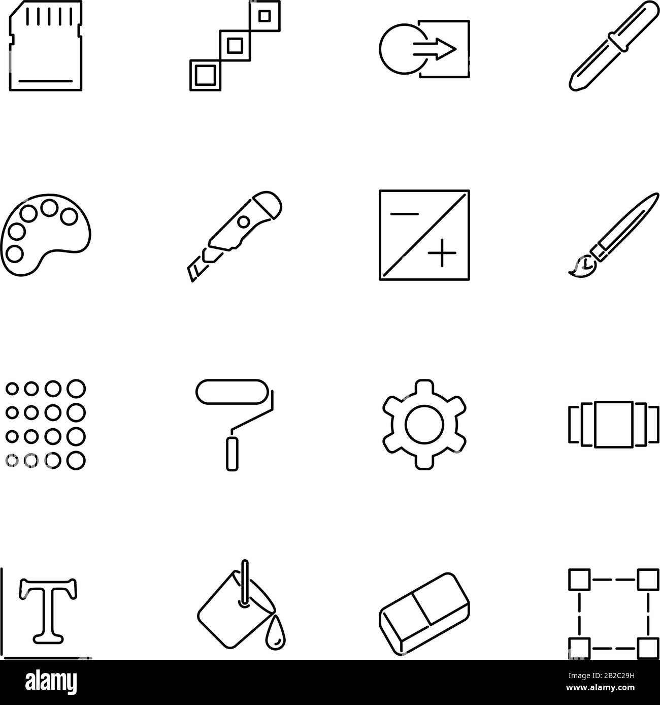 Image Setting, Photo Edit outline icons set - Black symbol on white ...