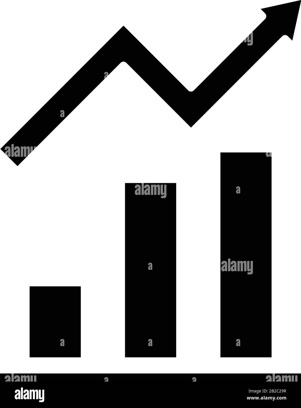 Increase trend black icon, concept illustration, vector flat symbol ...