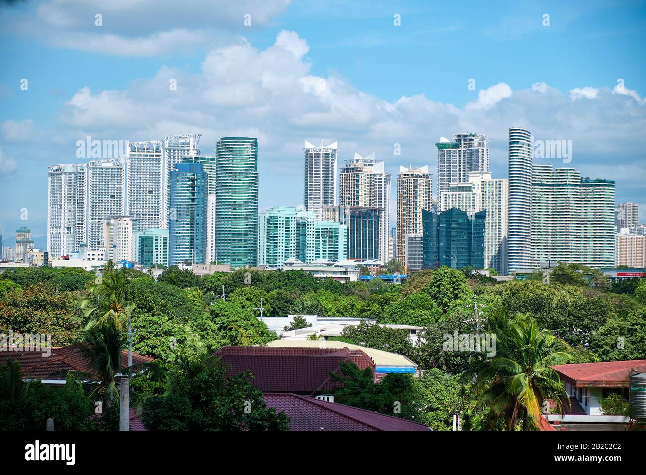 View of the city of Manila from the pool of the luxury five-star ...