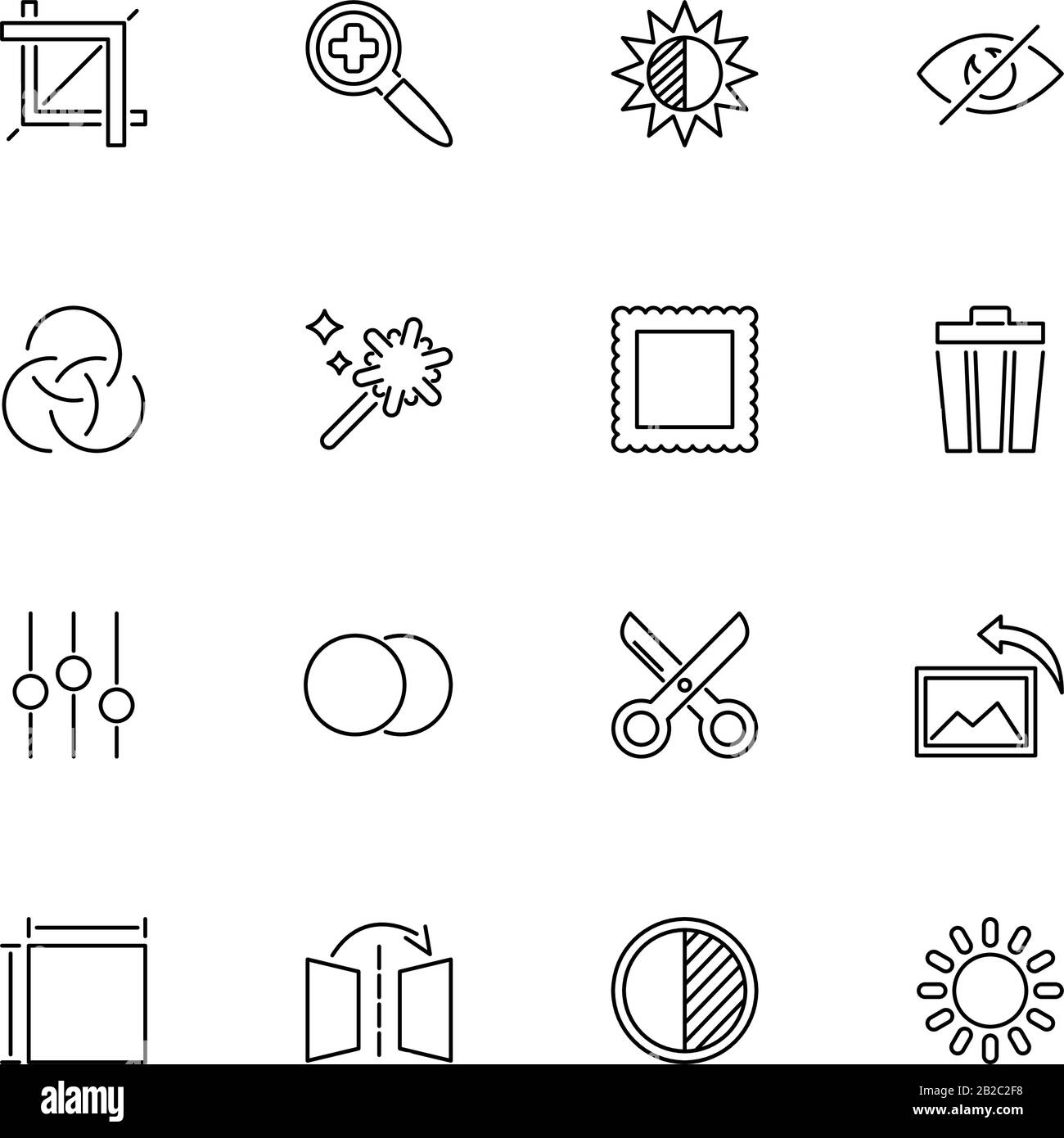 Image Editing, Retouching outline icons set - Black symbol on white ...