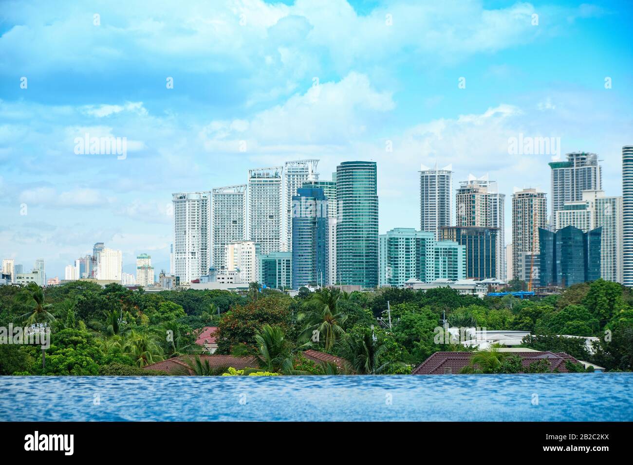 View of the city of Manila from the pool of the luxury five-star ...
