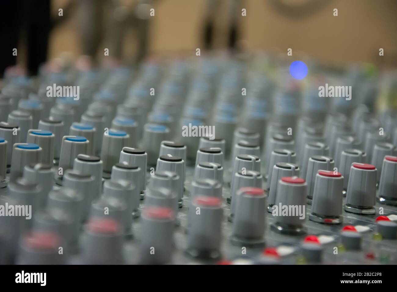 closeup mixing desk of a sound engineer in a music studio Stock Photo ...
