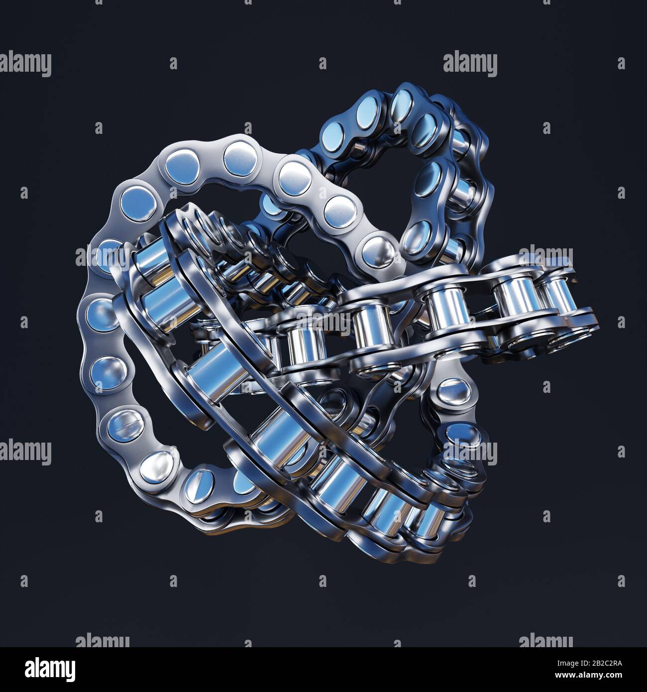 3d bike chain and links against a dark background, 3d illustration ...