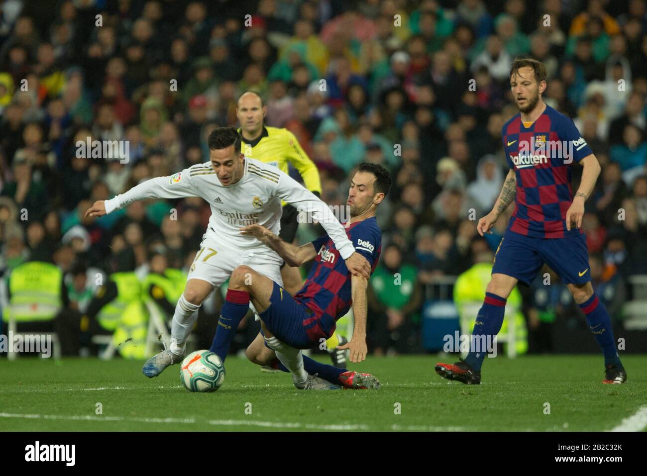 DURING MATCH REAL MADRID VERSUS FC BARCELONA AT SANTIAGO BERNABEU ...