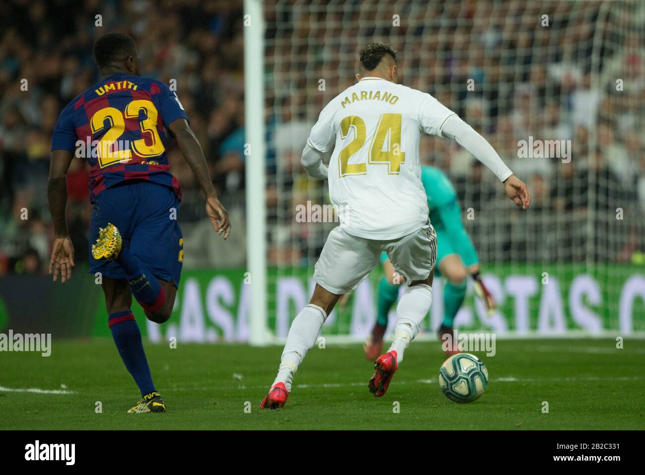 DURING MATCH REAL MADRID VERSUS FC BARCELONA AT SANTIAGO BERNABEU ...