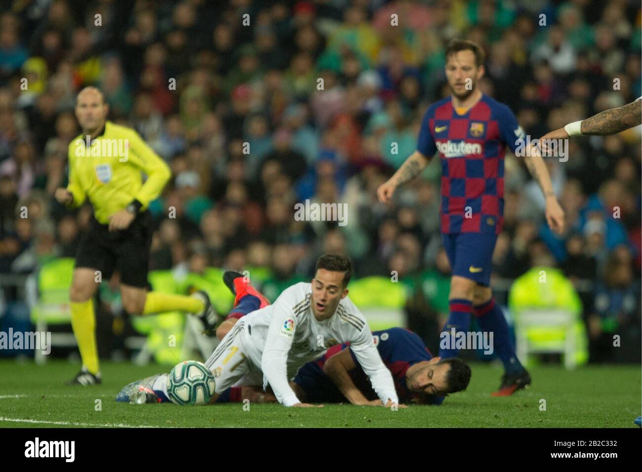 DURING MATCH REAL MADRID VERSUS FC BARCELONA AT SANTIAGO BERNABEU ...