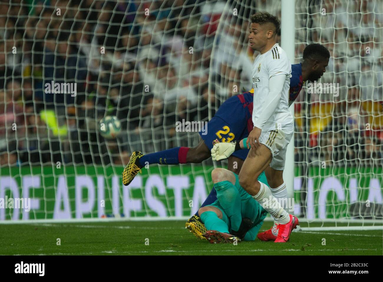 DURING MATCH REAL MADRID VERSUS FC BARCELONA AT SANTIAGO BERNABEU ...