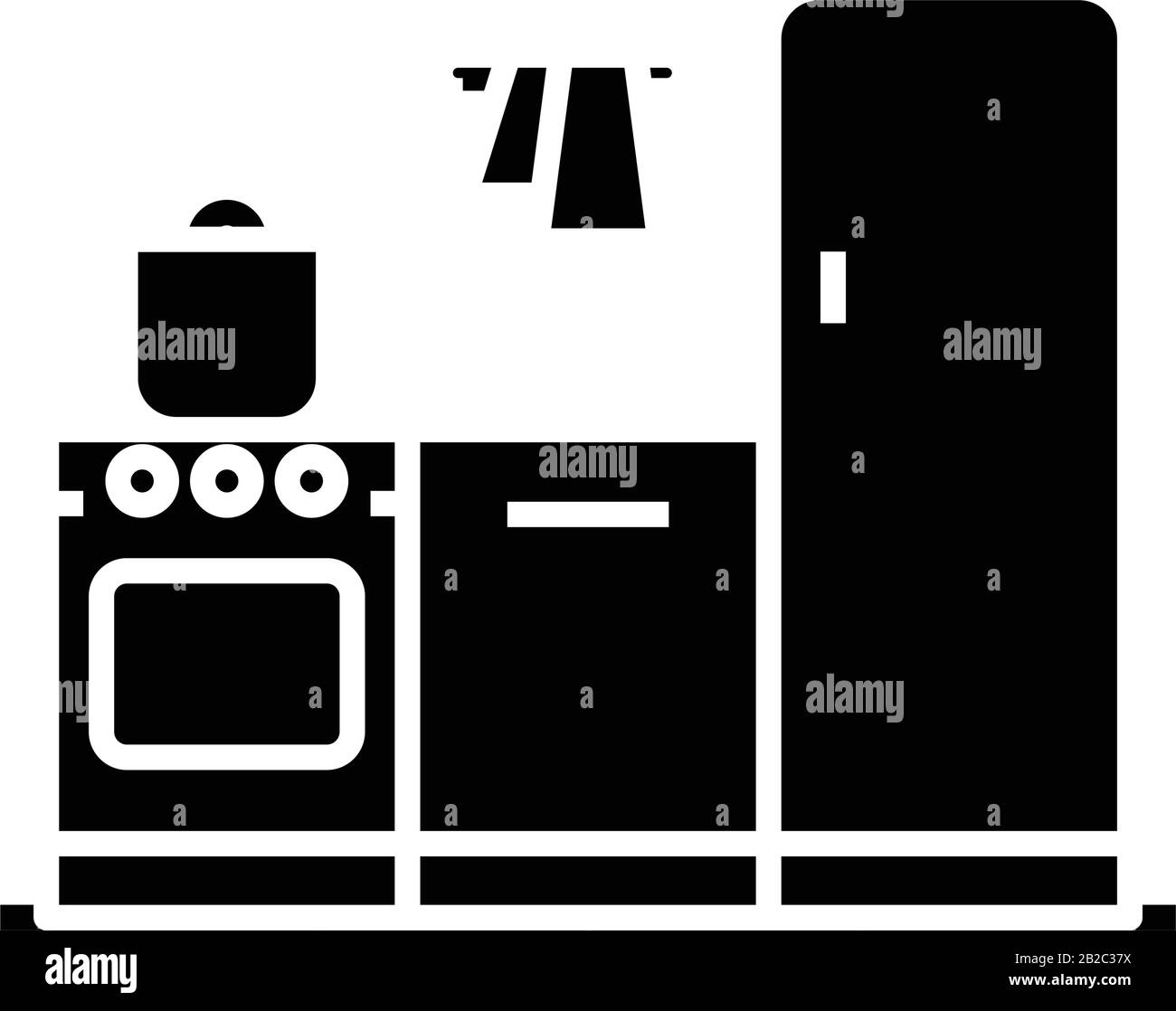 Kitchen technic black icon, concept illustration, vector flat symbol ...