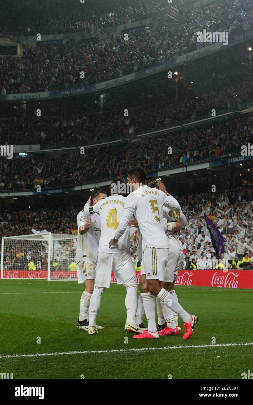 DURING MATCH REAL MADRID VERSUS FC BARCELONA AT SANTIAGO BERNABEU ...