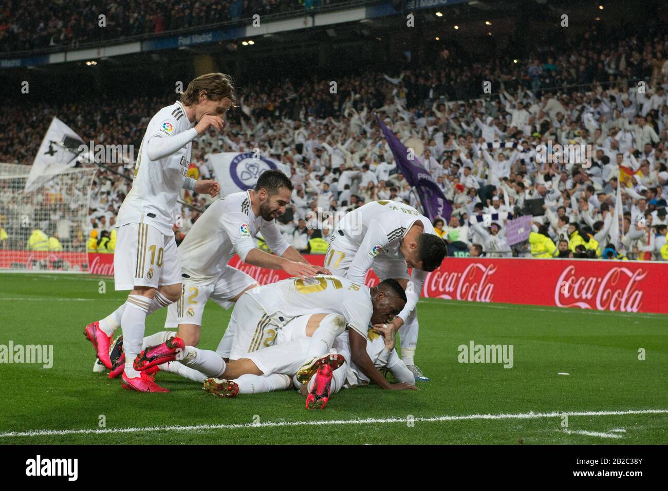 DURING MATCH REAL MADRID VERSUS FC BARCELONA AT SANTIAGO BERNABEU ...