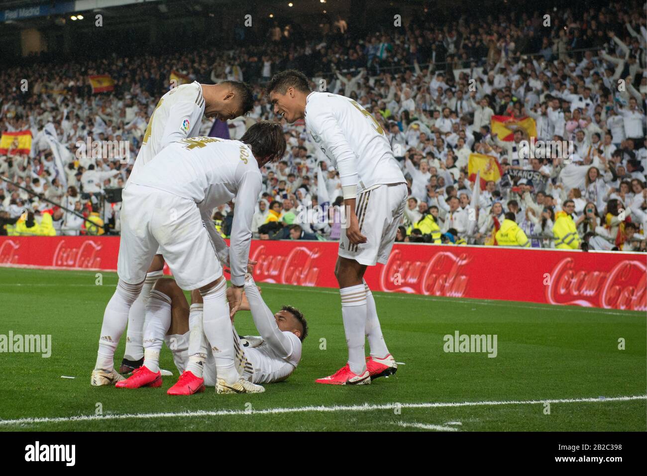 DURING MATCH REAL MADRID VERSUS FC BARCELONA AT SANTIAGO BERNABEU ...