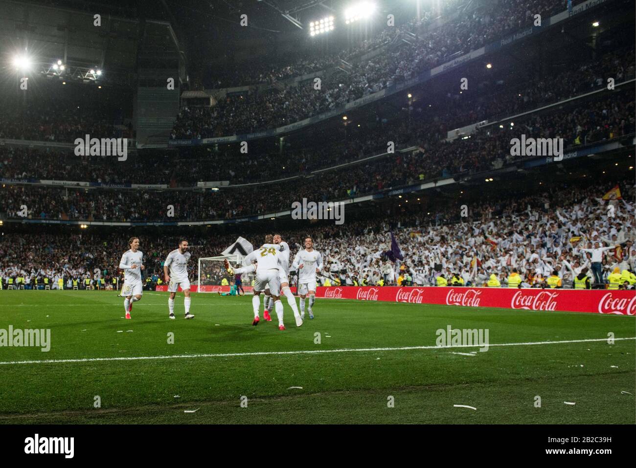 DURING MATCH REAL MADRID VERSUS FC BARCELONA AT SANTIAGO BERNABEU ...