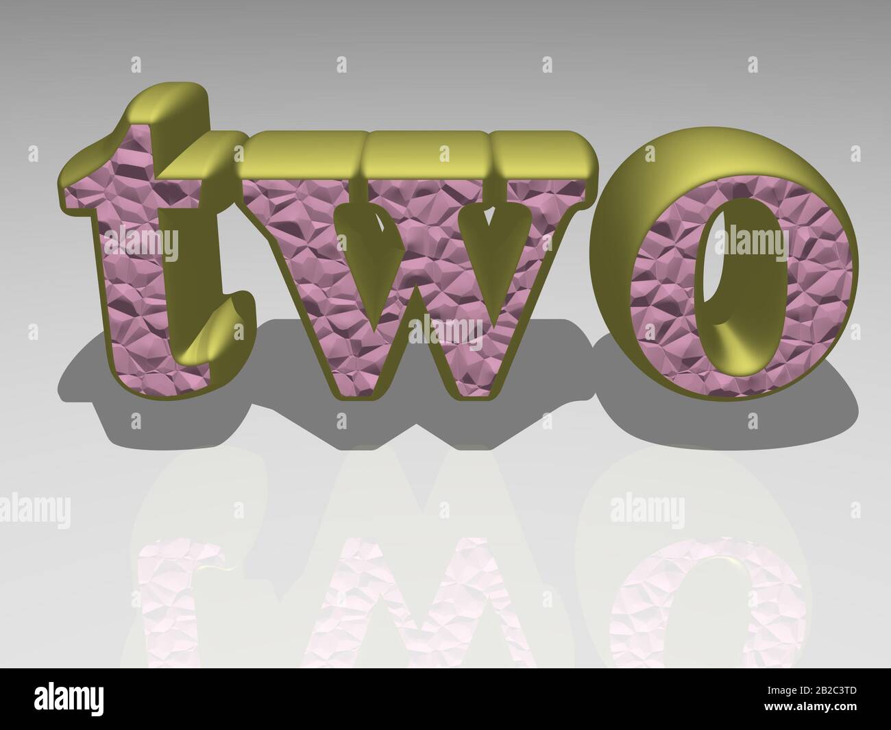 3D text of TWO rendered with light perspective and shadows, a picture ...