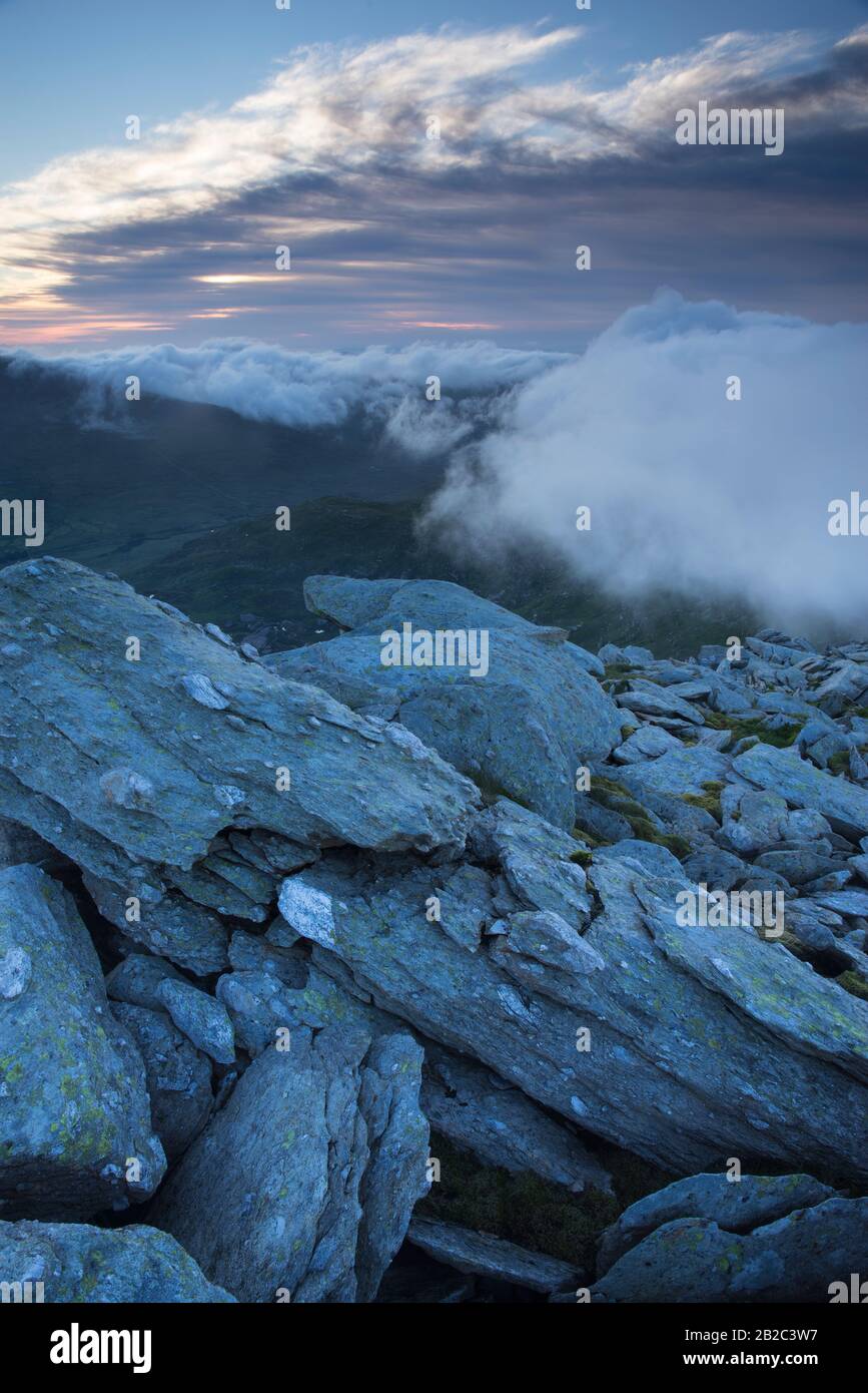 Mountain scenery in the Glyderau mountains above the Ogwen Valley ...