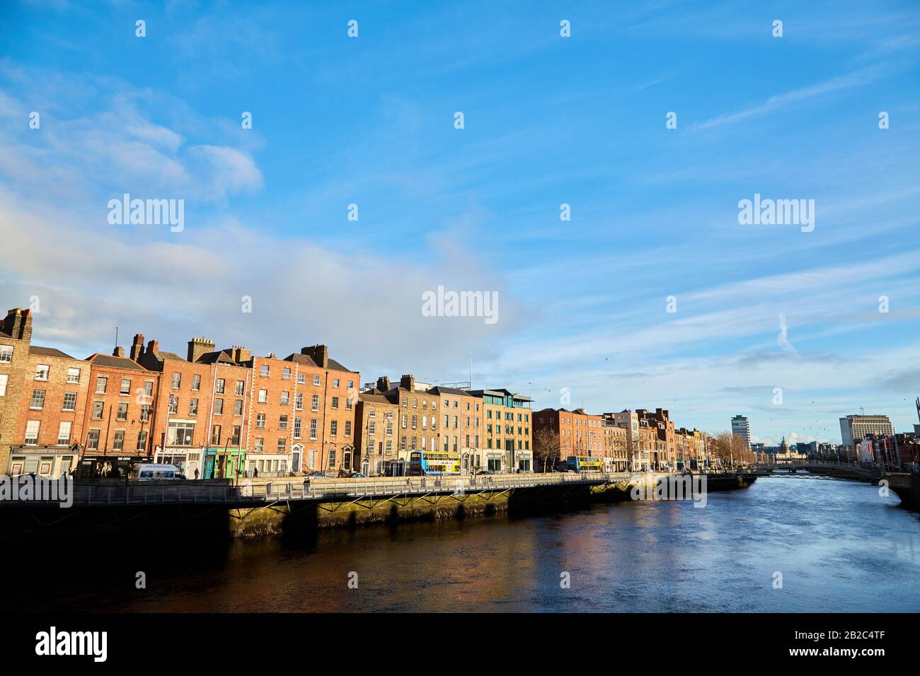 A view along the quays in Dublin City, Ireland Stock Photo - Alamy
