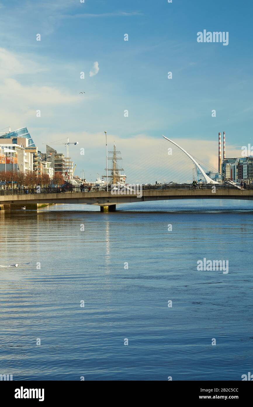 A view along the quays in Dublin City, Ireland Stock Photo - Alamy