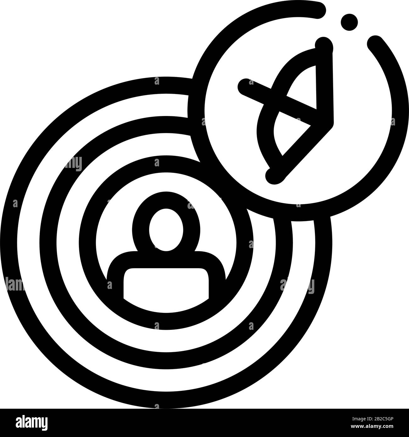 Human In Center Of Target Icon Thin Line Vector Stock Vector Image ...