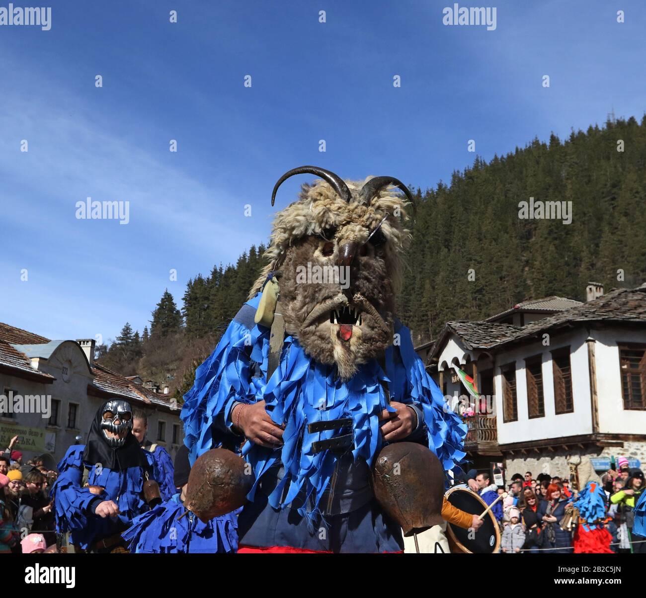 People with mask called Kukeri dance and perform to scare the evil ...