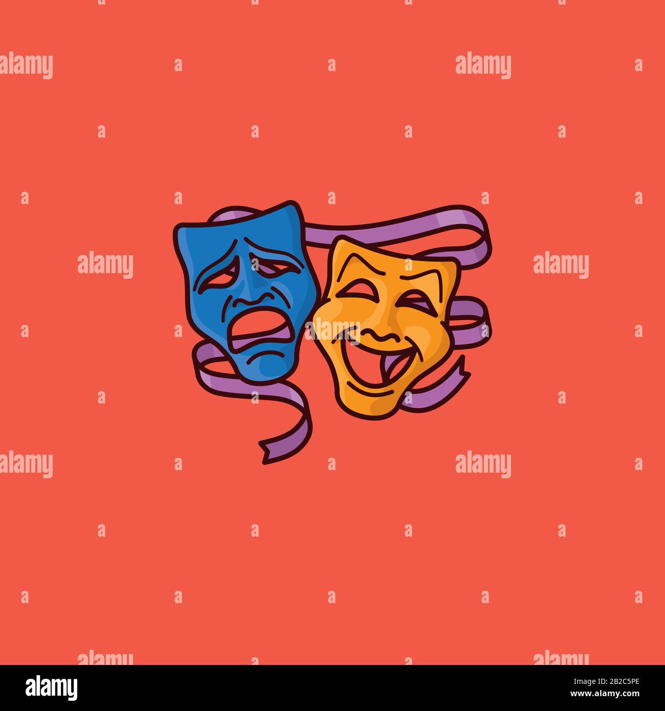 Theatre Masks for tragedy and comedy. Vector illustration for Theater ...