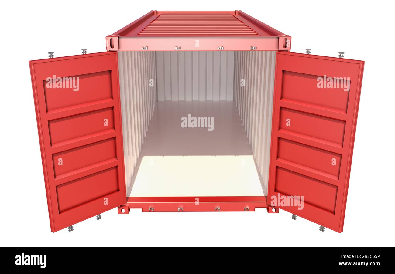 Empty shipping Container with open doors isolated on white - 3d ...