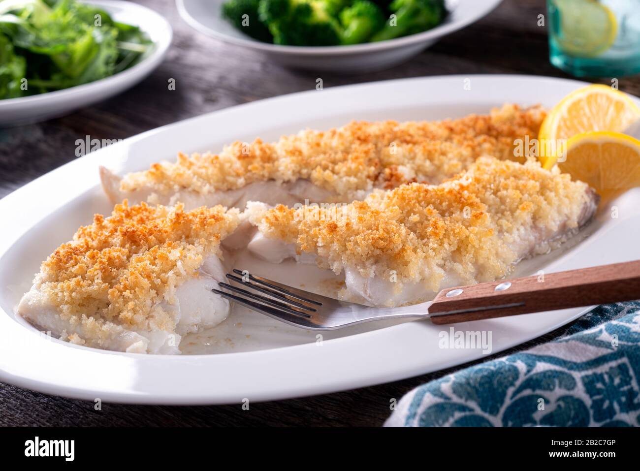 Delicious oven baked panko crusted fish fillets Stock Photo - Alamy
