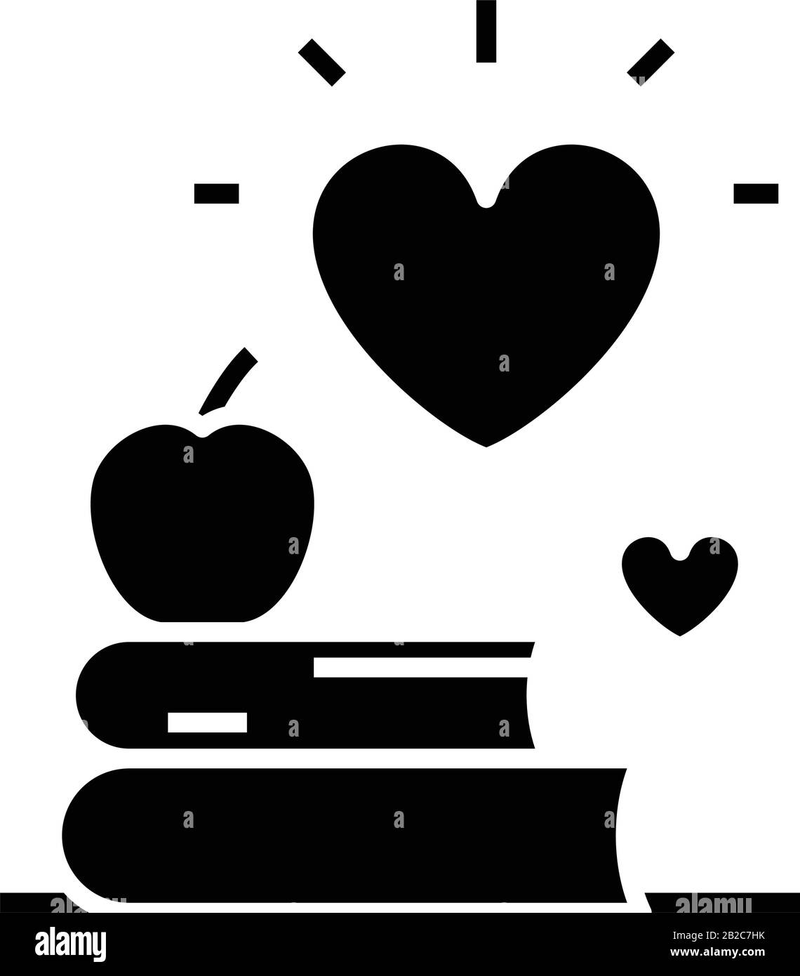 Love of learning black icon, concept illustration, vector flat symbol ...