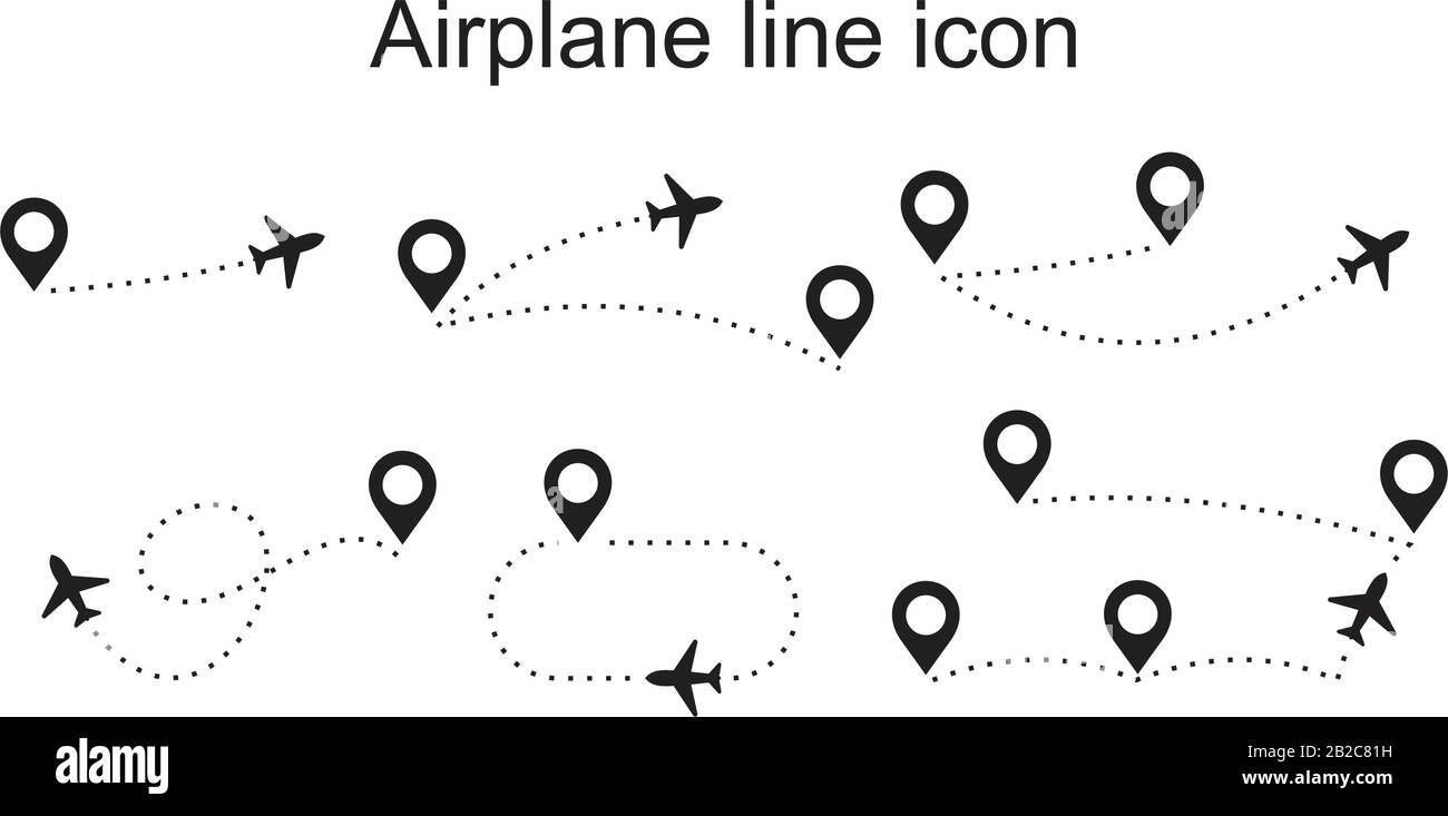 Airplane line icon template black color editable. Airplane line icon ...