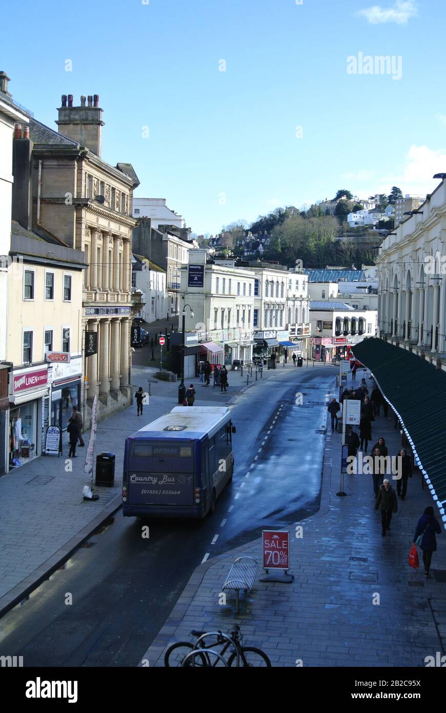 Shops and people in Fleet Street, Torquay, Devon, England, UK Stock ...